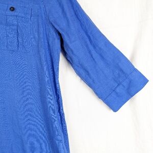 Chico's | Tops | Chicos Linen Tunic Blouse Top 8 Medium Blue 34 Length ...